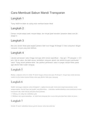 Cara membuat sabun mandi transparan | DOCX