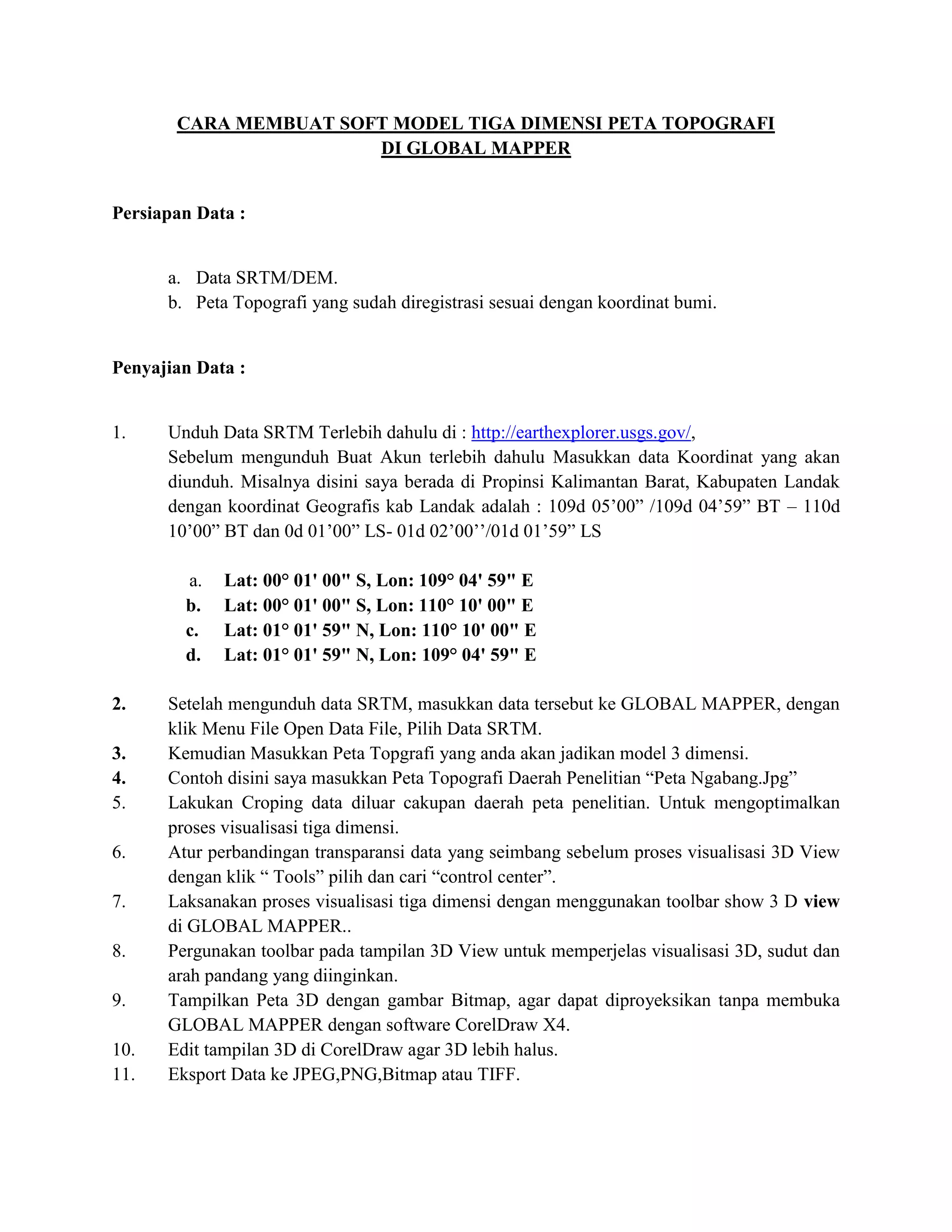 Cara membuat soft model tiga dimensi peta topografi | PDF