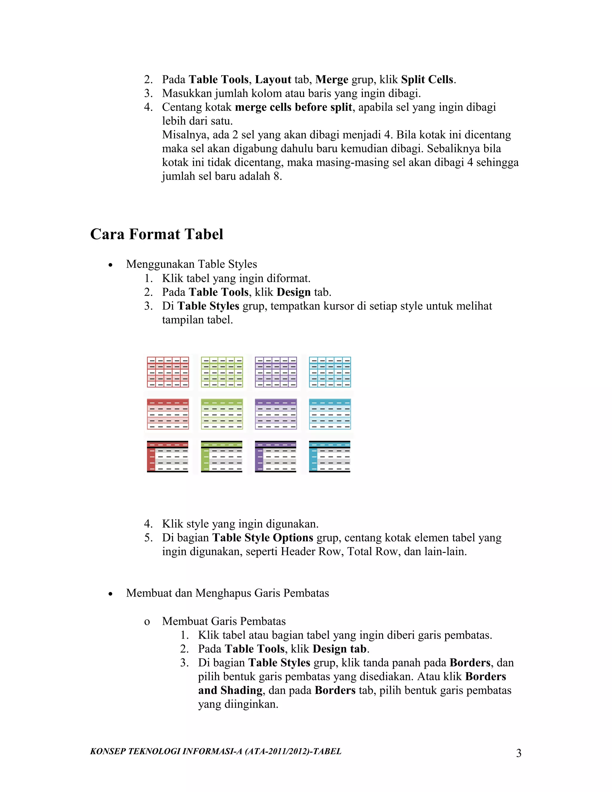 Cara membuat tabel di word 2007 | DOC