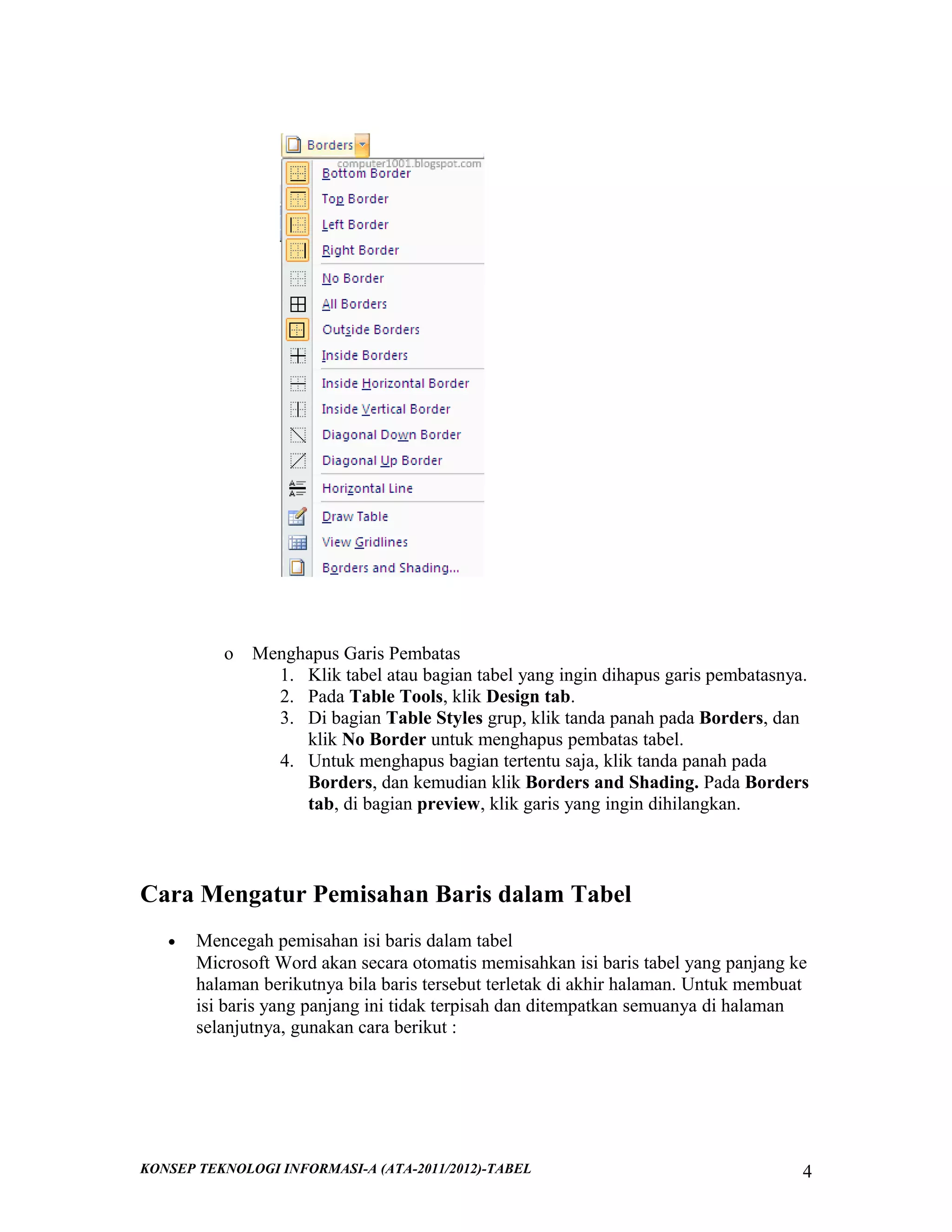 Cara membuat tabel di word 2007 | DOC