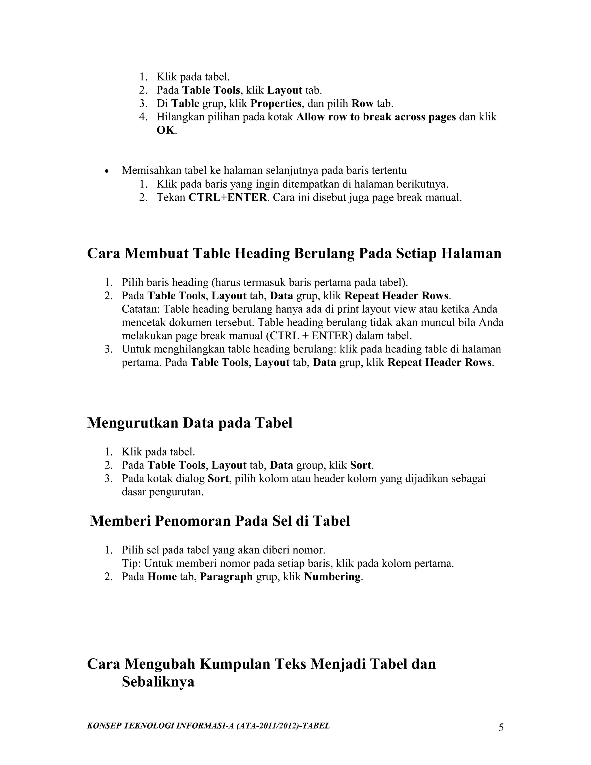 Cara membuat tabel di word 2007 | DOC