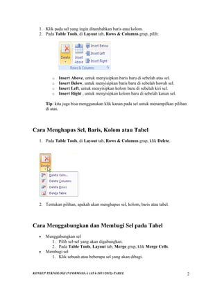 Cara membuat tabel di word 2007 | DOC