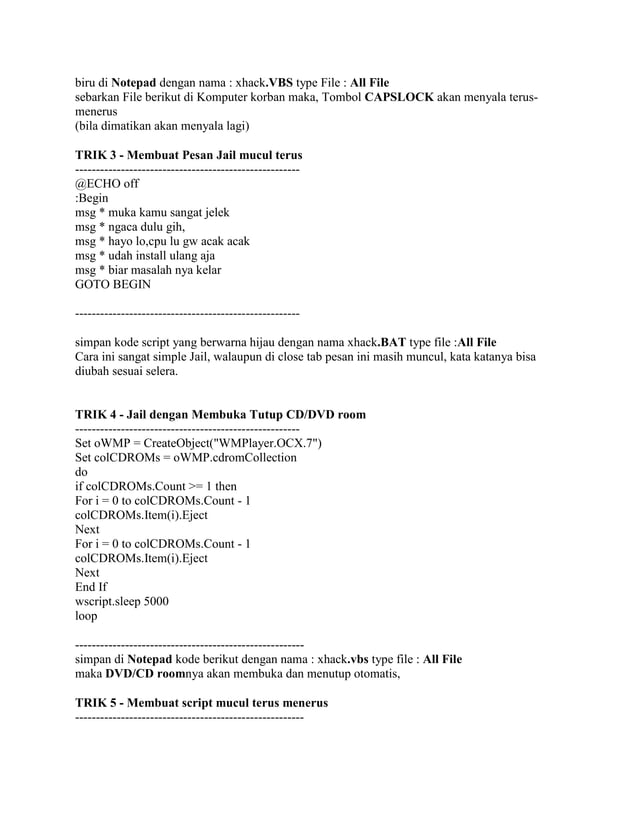 Cara membuat virus dengan notepad | DOCX