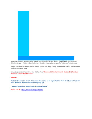 Cara membuat web dinamis dengan php mysql part1 | DOCX