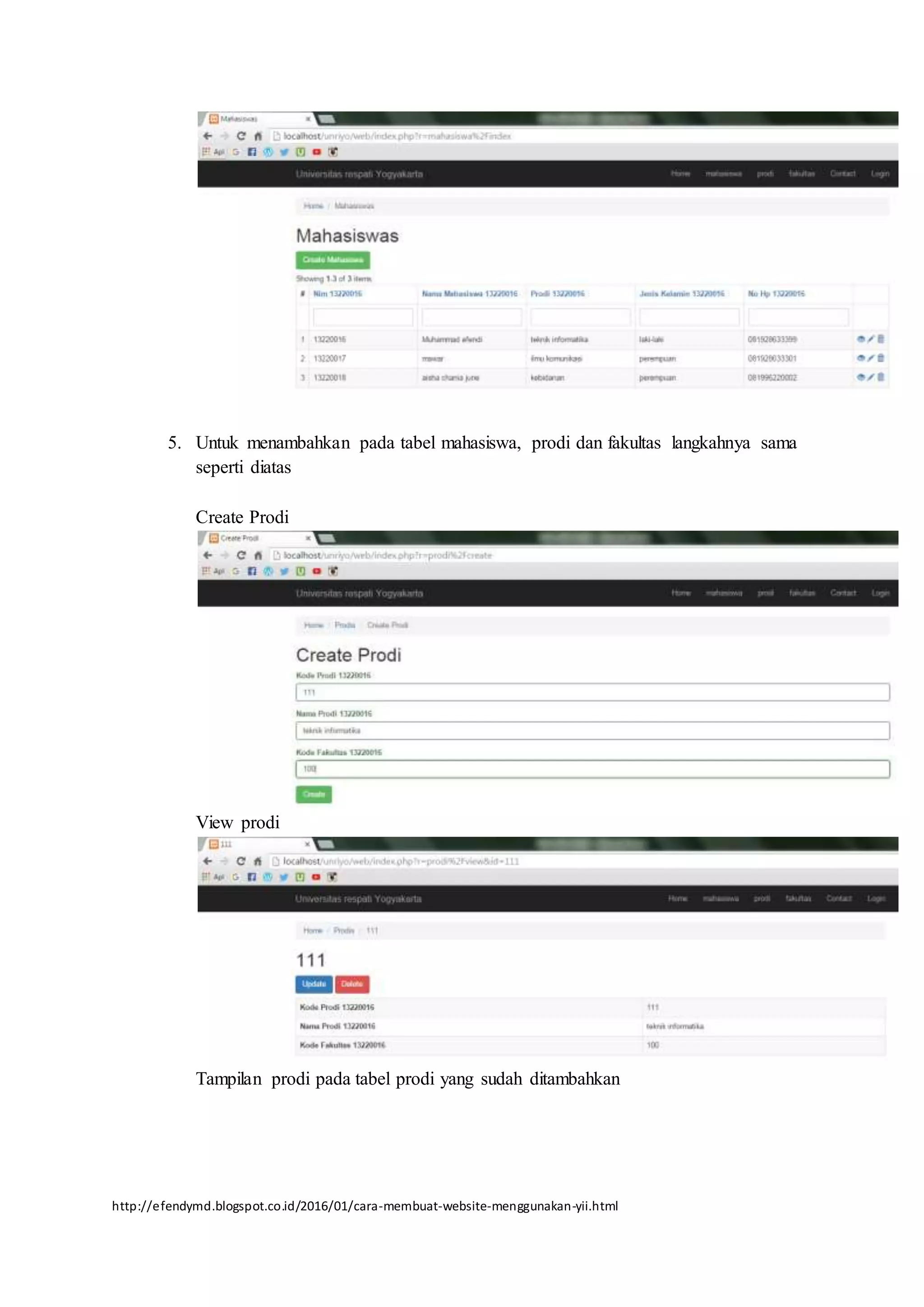 Cara membuat web mengunakan yii | PDF