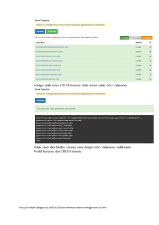Cara membuat web mengunakan yii | PDF