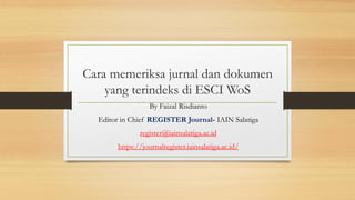 Cara memeriksa jurnal dan dokumen yang terindeks di web of science(1) | PDF