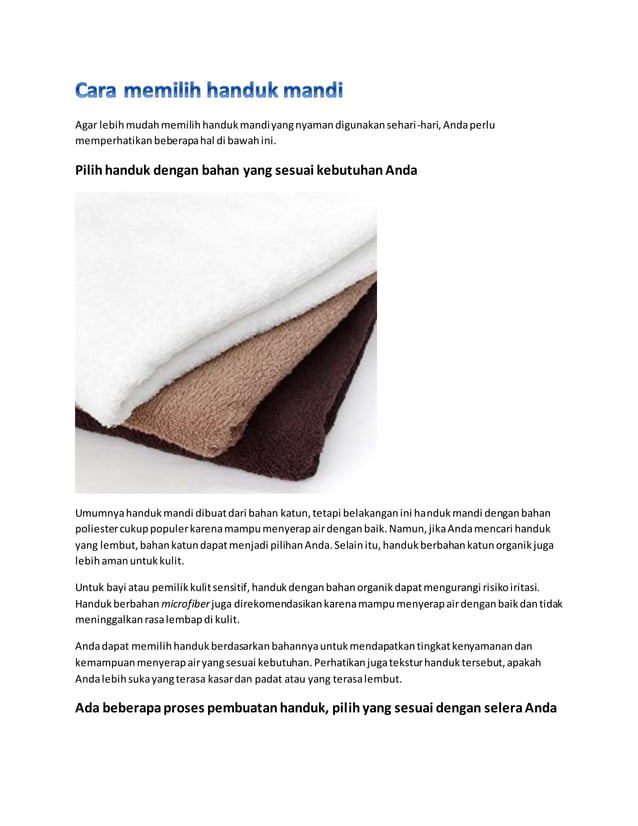 Cara memilih handuk mandi | PDF