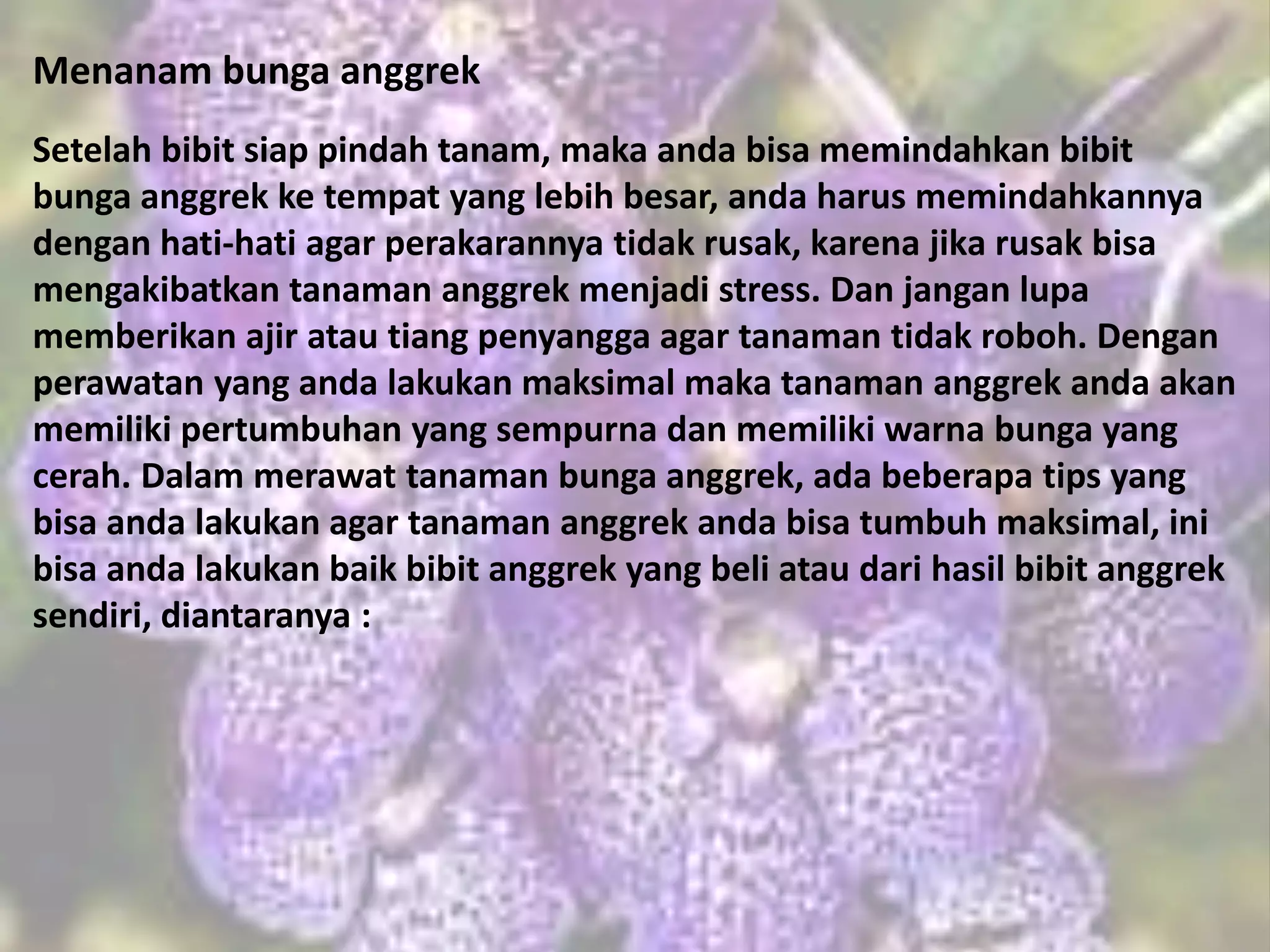 Cara menanam dan merawat bunga anggrek | PPTX