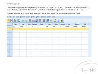 Cara mencari nilai f tabel dengan spss.19