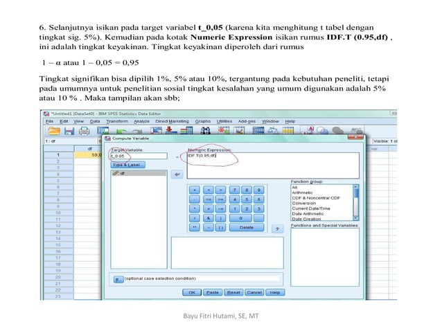 Cara mencari nilai t tabel dengan spss.21