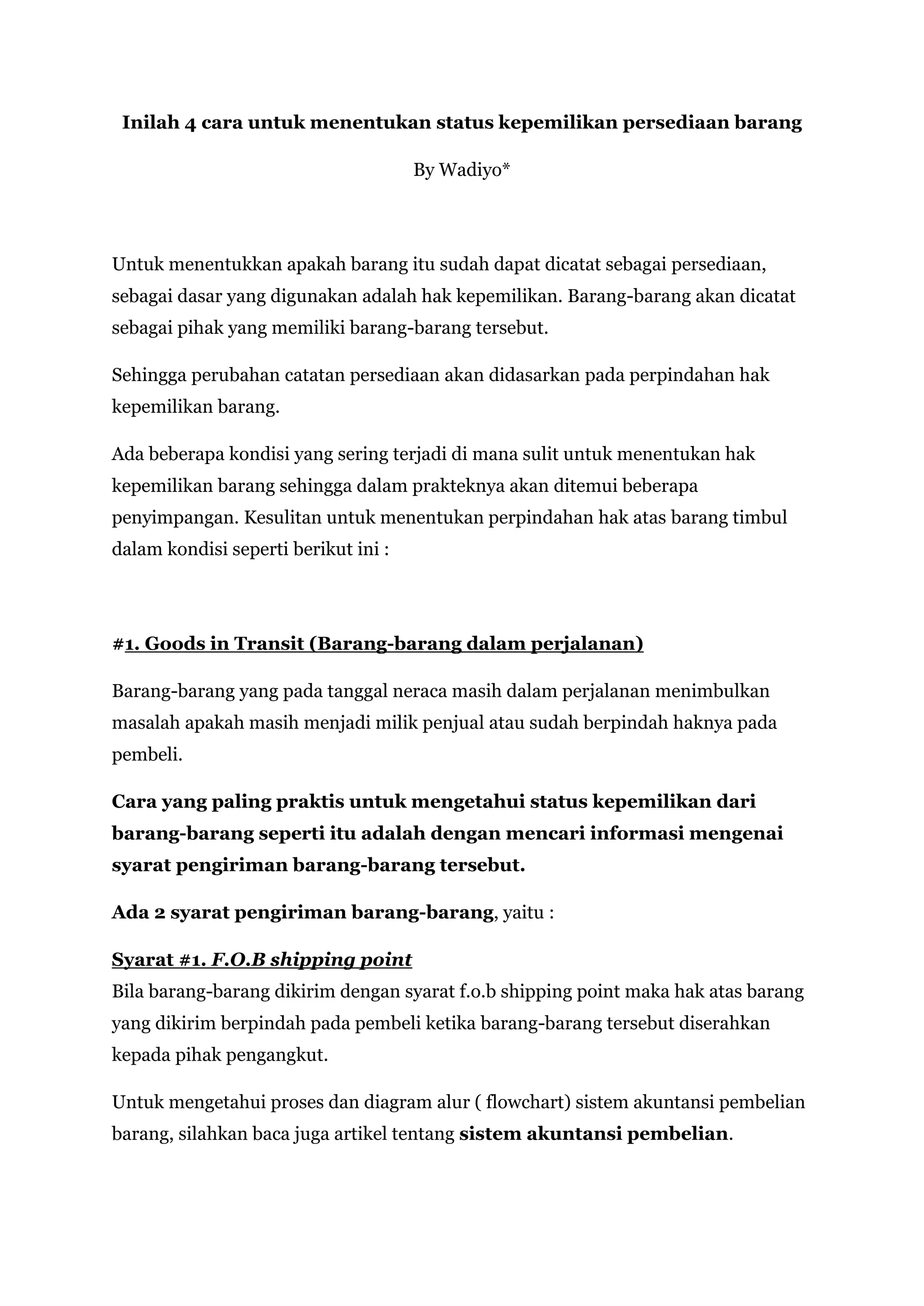 Cara menentukan status kepemilikan persediaan barang | PDF