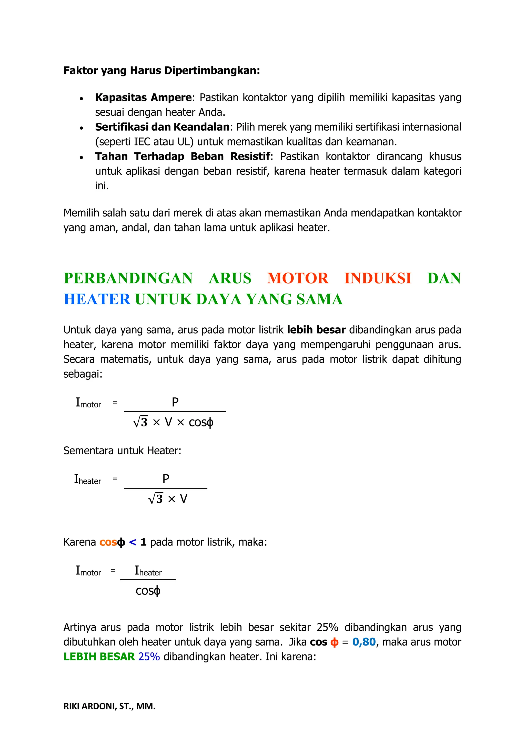 CARA MENENTUKAN UKURAN AMPERE CONTACTOR YANG COCOK UNTUK MOTOR LISTRIK ...