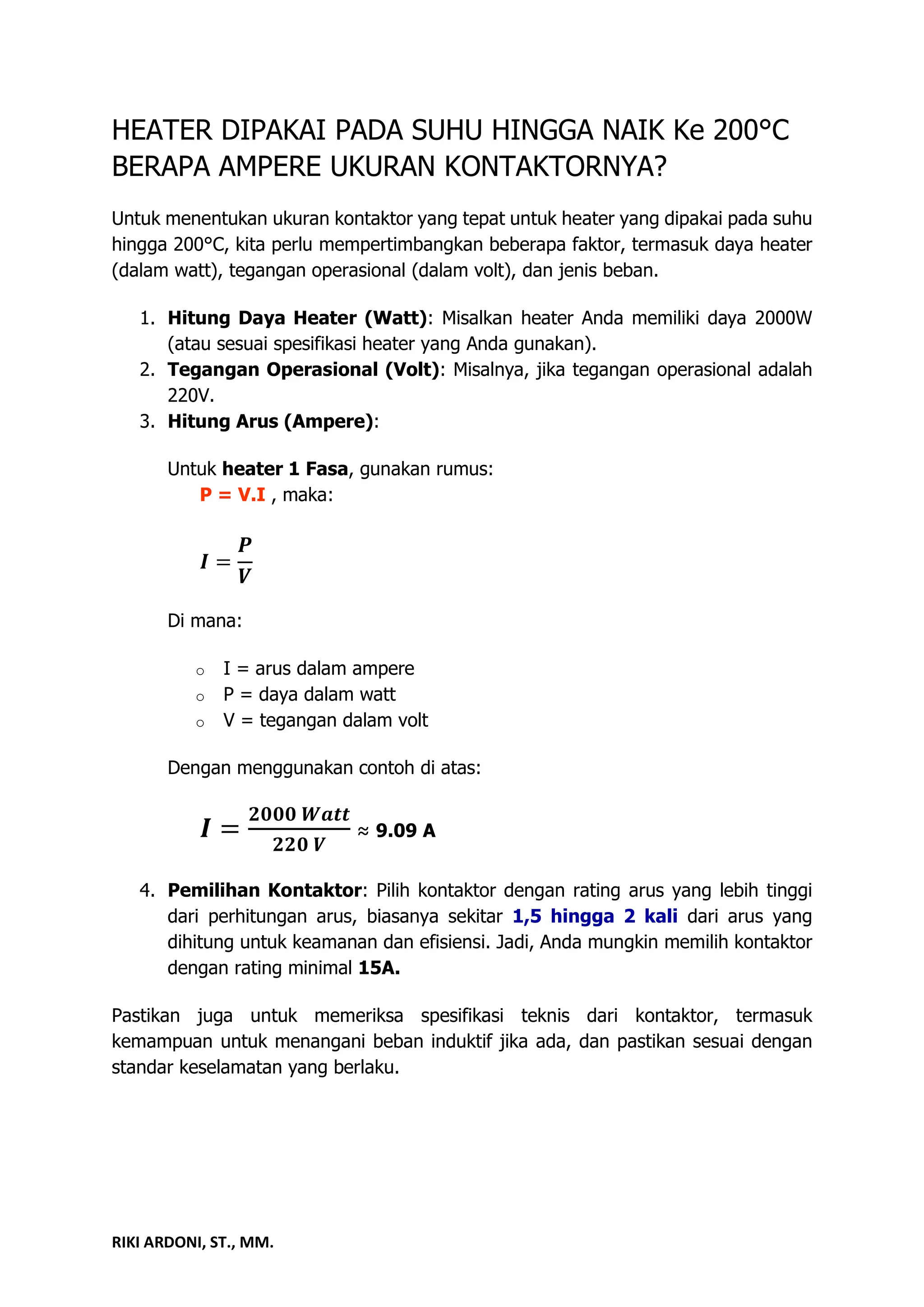CARA MENENTUKAN UKURAN AMPERE CONTACTOR YANG COCOK UNTUK MOTOR LISTRIK ...