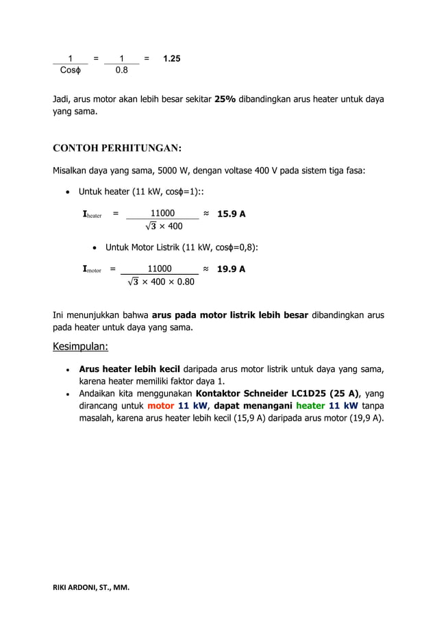 CARA MENENTUKAN UKURAN AMPERE CONTACTOR YANG COCOK UNTUK MOTOR LISTRIK ...