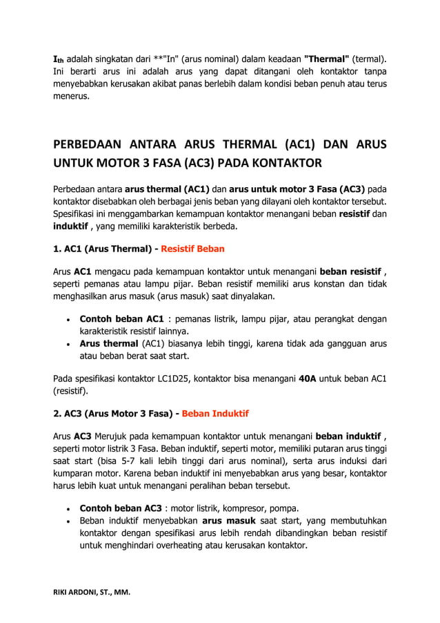 CARA MENENTUKAN UKURAN AMPERE CONTACTOR YANG COCOK UNTUK MOTOR LISTRIK ...