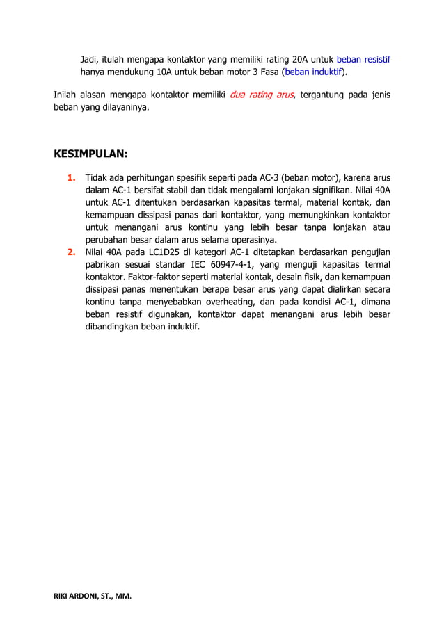 CARA MENENTUKAN UKURAN AMPERE CONTACTOR YANG COCOK UNTUK MOTOR LISTRIK ...
