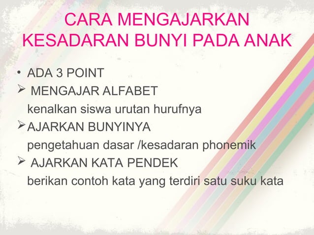 Cara mengajarkan anak yang baru belajar membaca..ppt