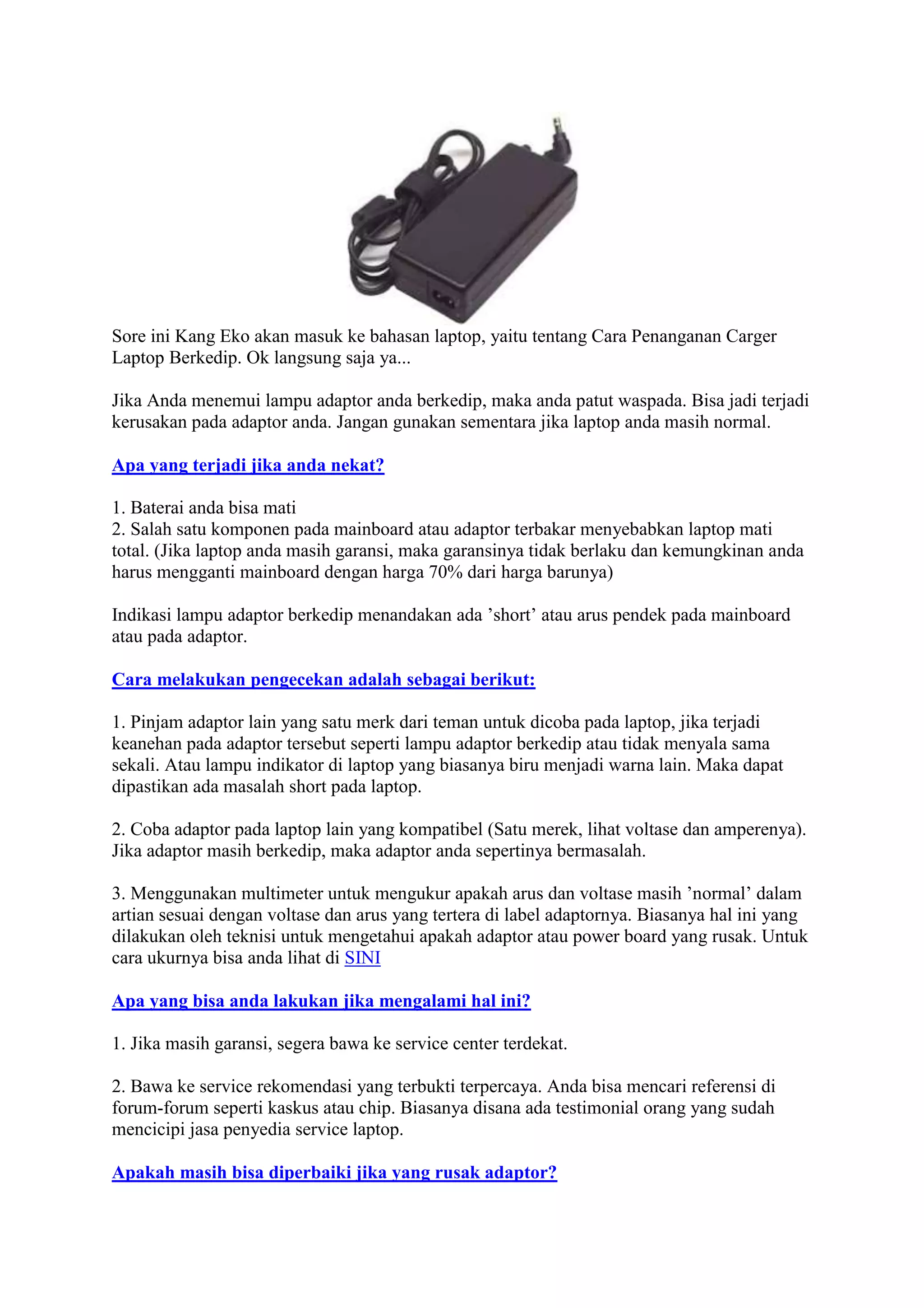 Cara menganalisa dan service laptop | DOCX