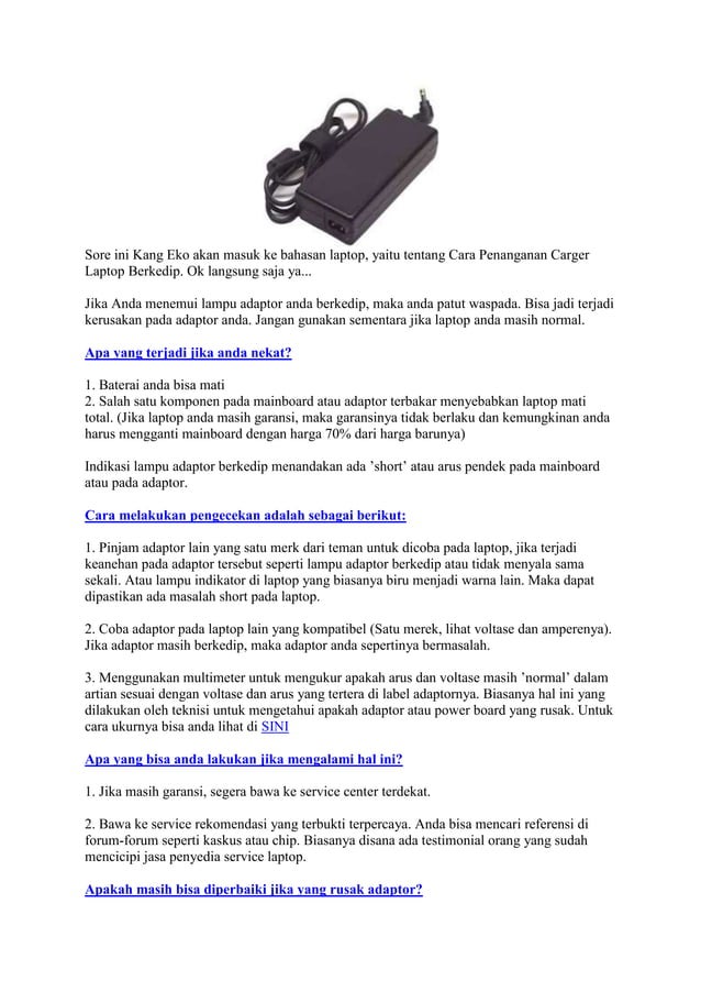 Cara menganalisa dan service laptop | DOCX