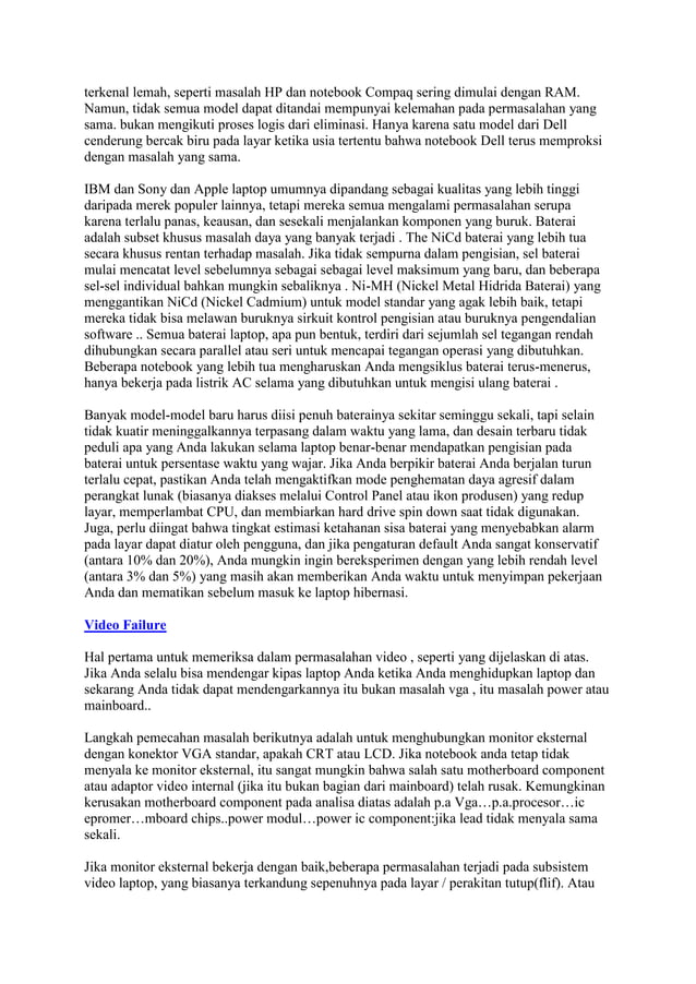 Cara menganalisa dan service laptop | DOCX