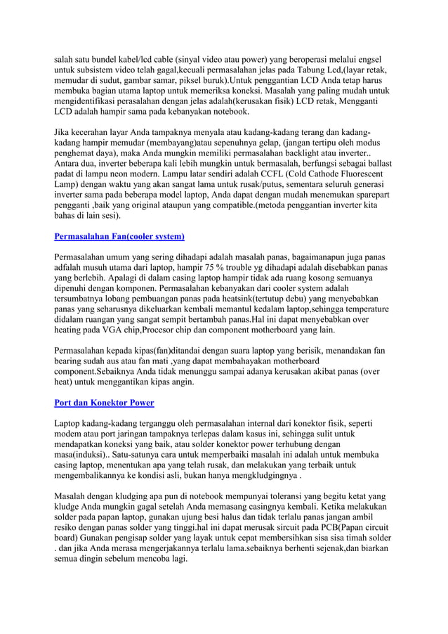 Cara menganalisa dan service laptop | DOCX
