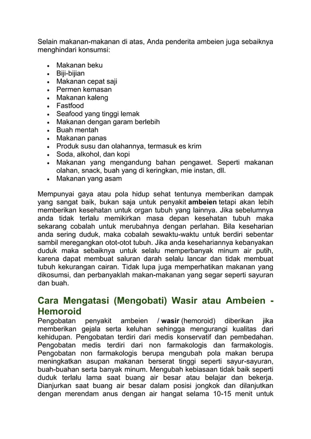 Cara mengatasi anus bengkak akibat wasir | PDF