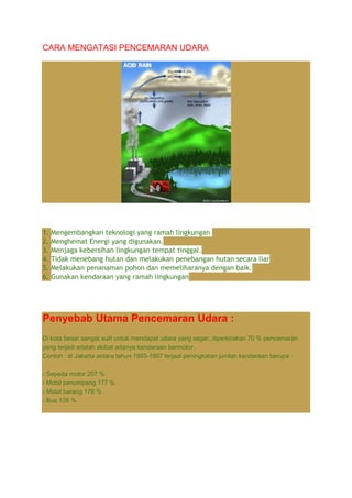 Cara mengatasi pencemaran udara | PDF