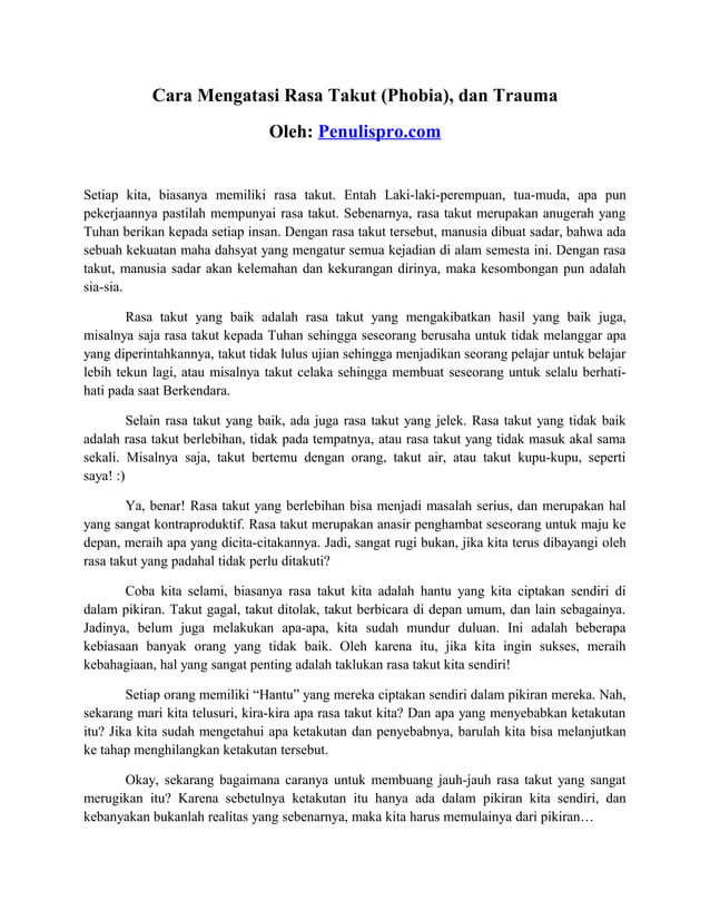 Cara Mengatasi Rasa Takut | DOC
