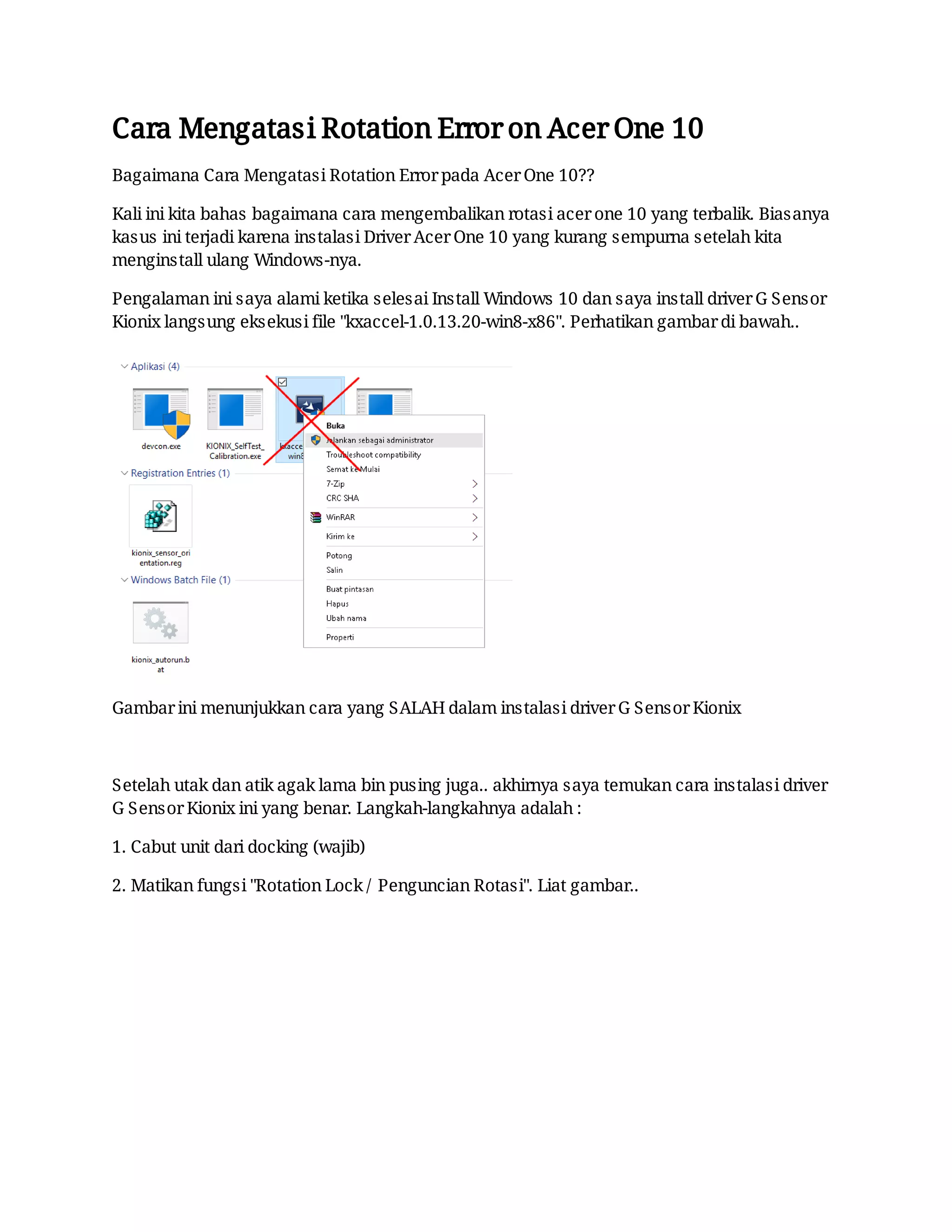 Cara mengatasi rotation error on acer one 10 | PDF