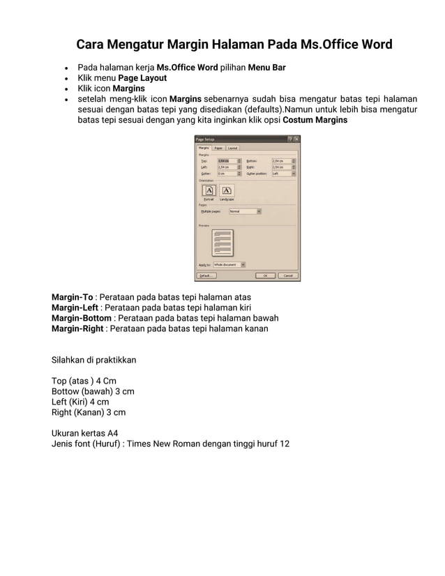 Cara mengatur margin halaman pada ms | PDF