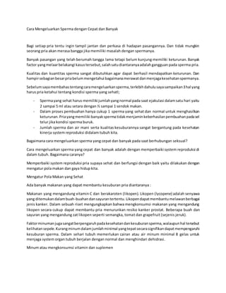 Cara mengeluarkan sperma dengan cepat dan banyak | DOCX