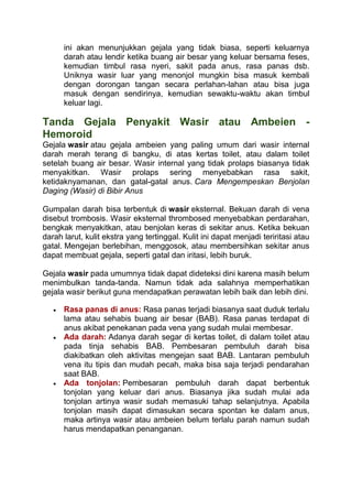 Cara mengempeskan benjolan daging (wasir) di bibir anus | PDF