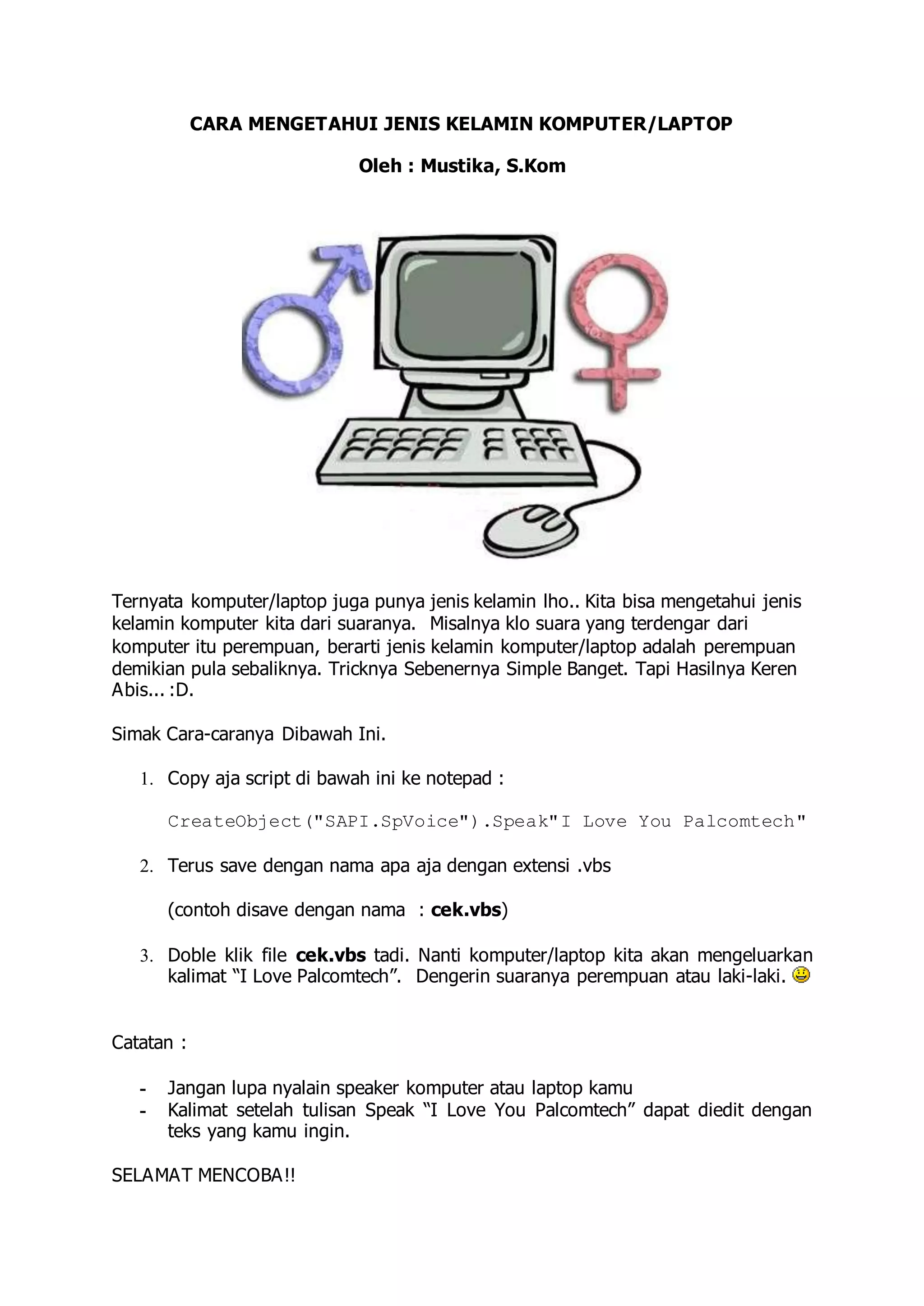 Cara mengetahui jenis kelamin komputer | PDF