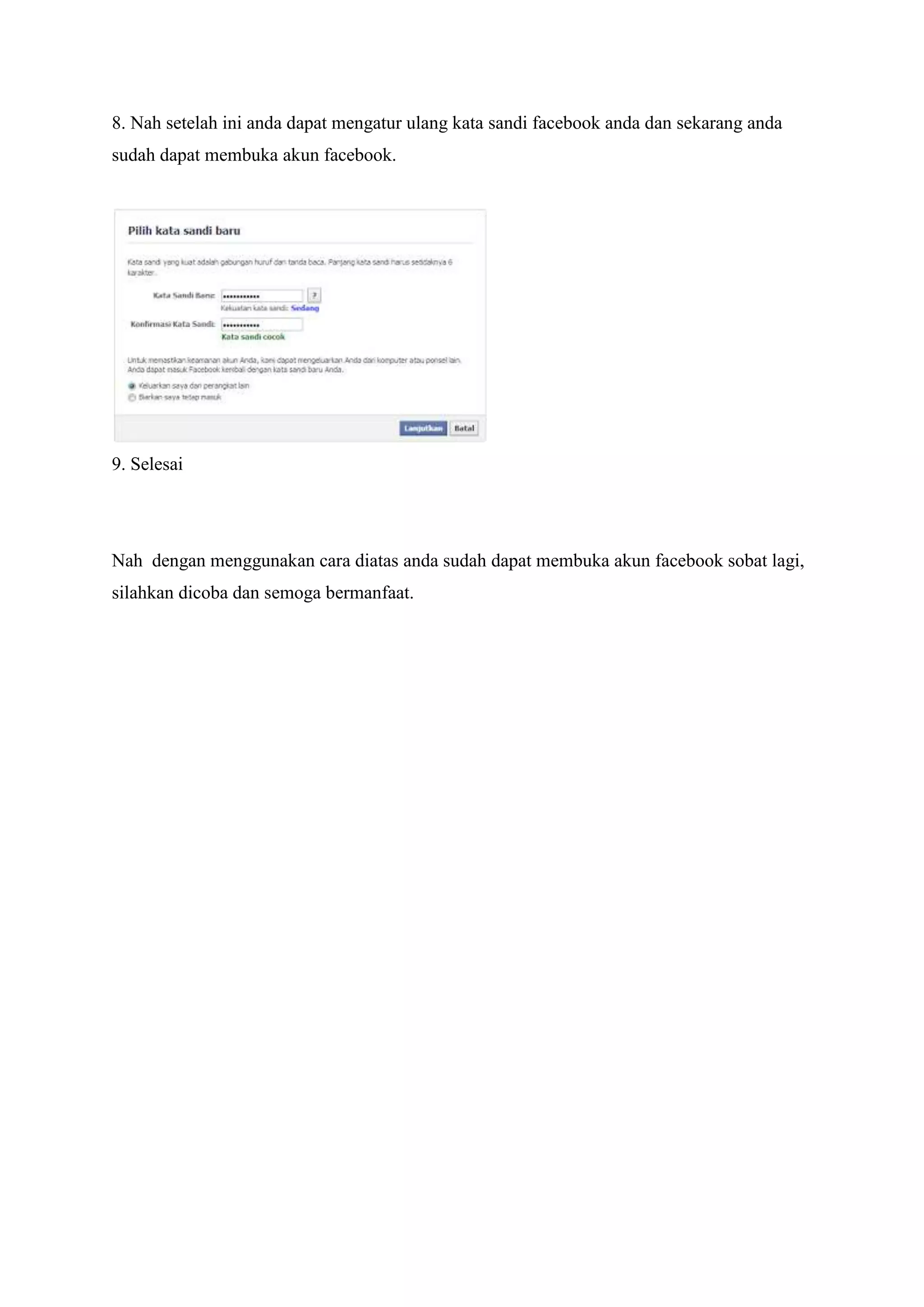Cara mengetahui password facebook yang telah lupa | DOCX