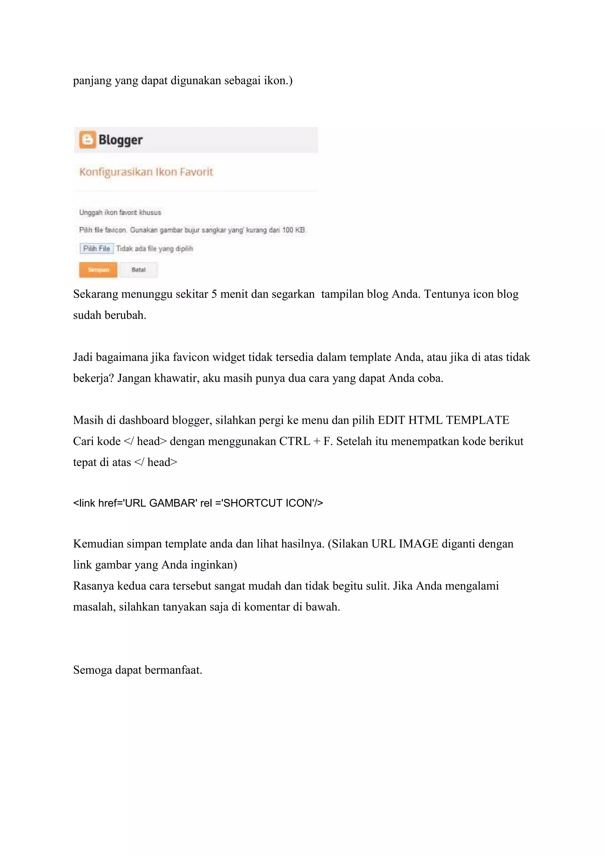 Cara mengganti icon blogger pada address bar | PDF