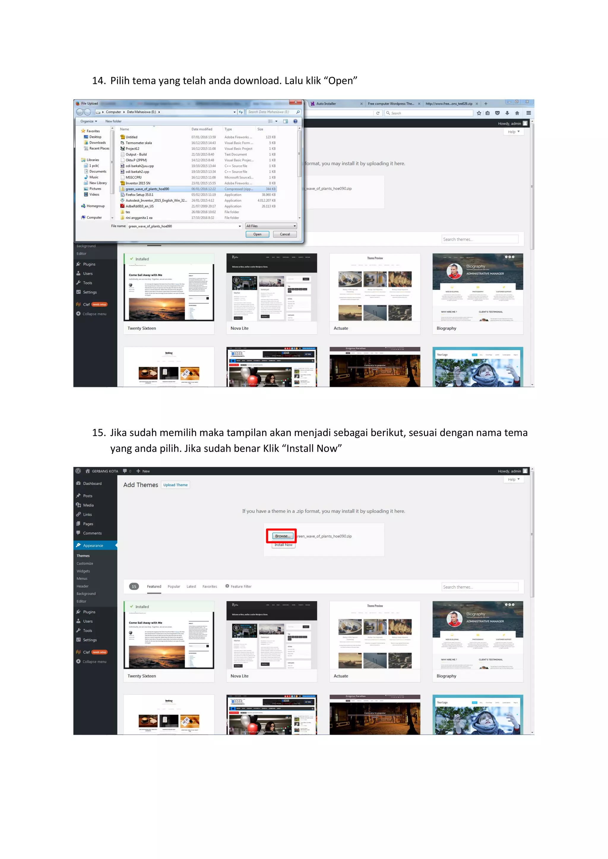 Cara mengganti tema web word press | PDF