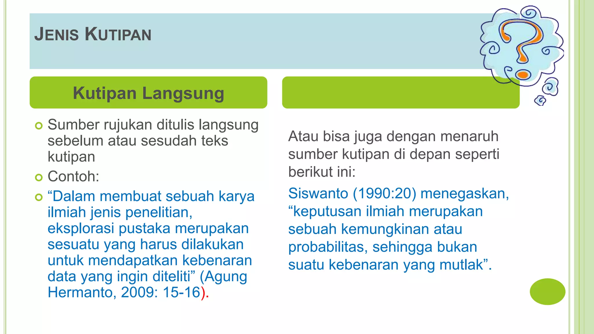Cara menggunakan kutipan & sampe dapus | PPT