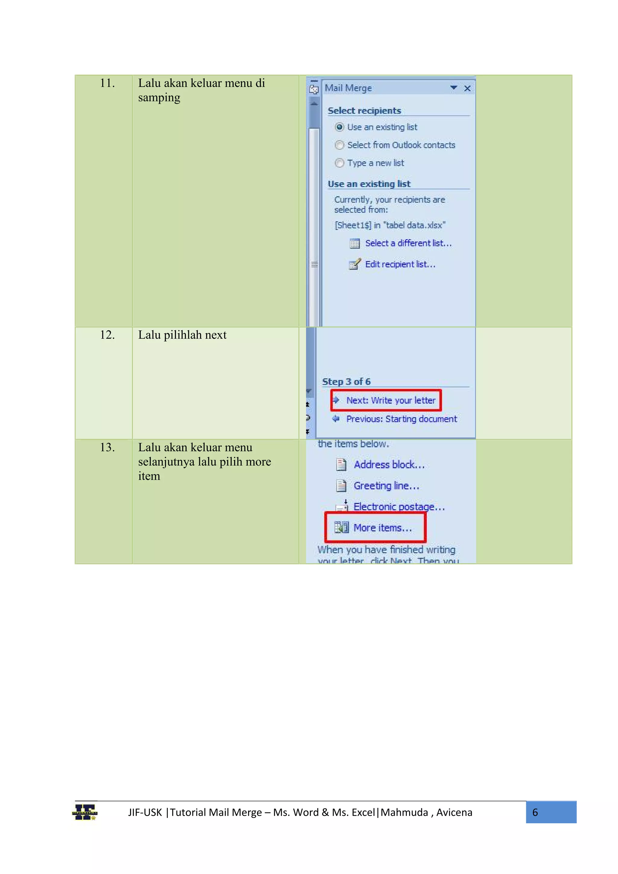 Tutorial Mail Merge Ms Word dan Ms Excel | PDF