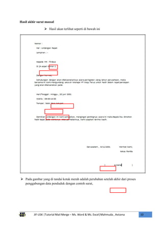 Tutorial Mail Merge Ms Word dan Ms Excel | PDF