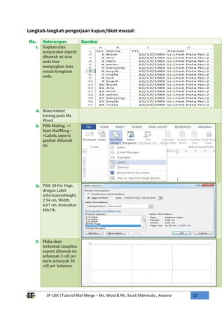 Tutorial Mail Merge Ms Word dan Ms Excel | PDF