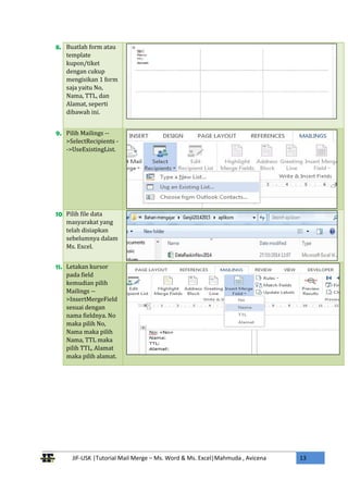 Tutorial Mail Merge Ms Word dan Ms Excel | PDF