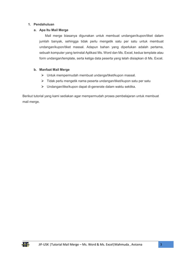 Tutorial Mail Merge Ms Word dan Ms Excel | PDF