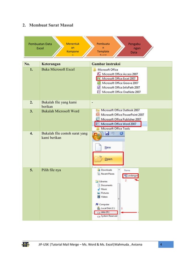Tutorial Mail Merge Ms Word dan Ms Excel | PDF
