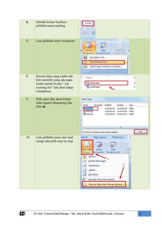 Tutorial Mail Merge Ms Word dan Ms Excel | PDF