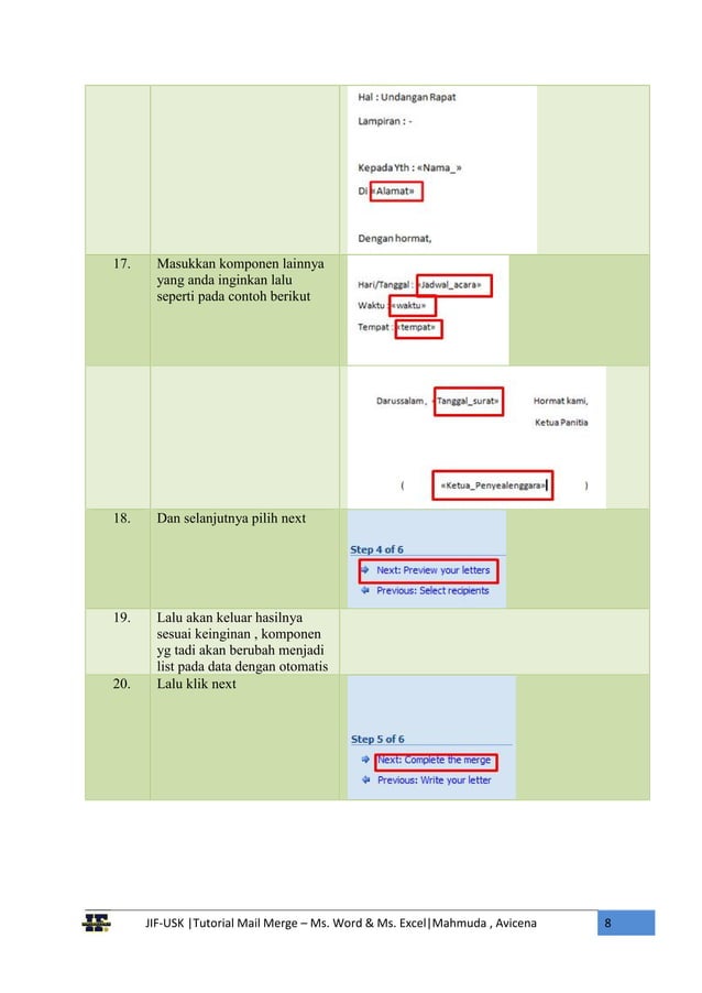 Tutorial Mail Merge Ms Word dan Ms Excel | PDF