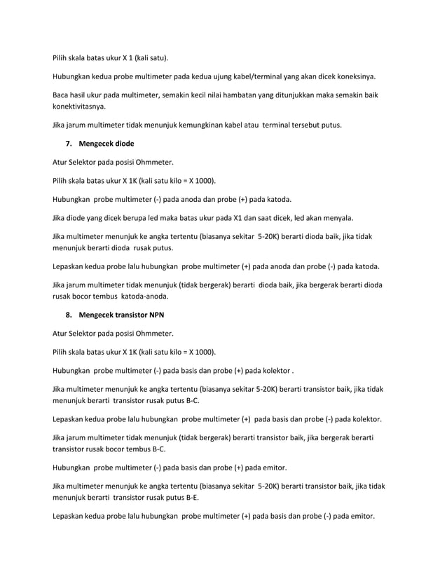 Cara menggunakan multimeter | DOCX