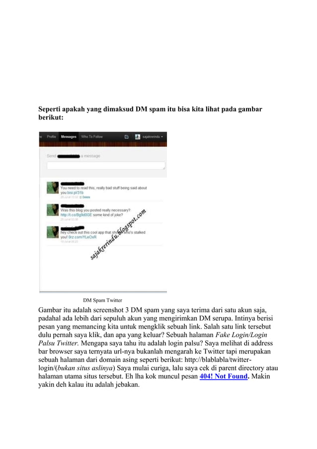 Cara menghentikan dm spam twitter | PDF