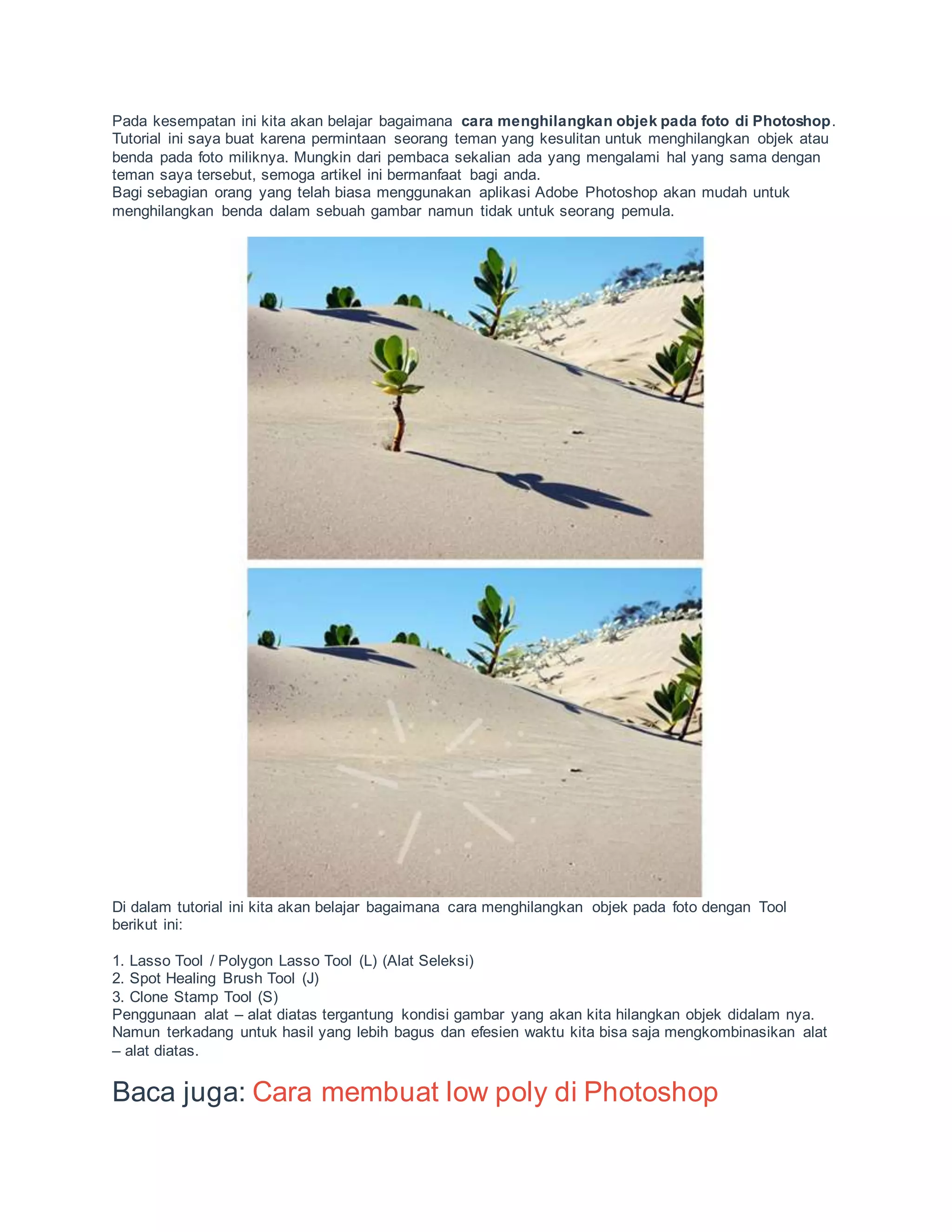 tutorial photoshop indonesia-Cara menghilangkan objek pada foto di photoshop | DOCX