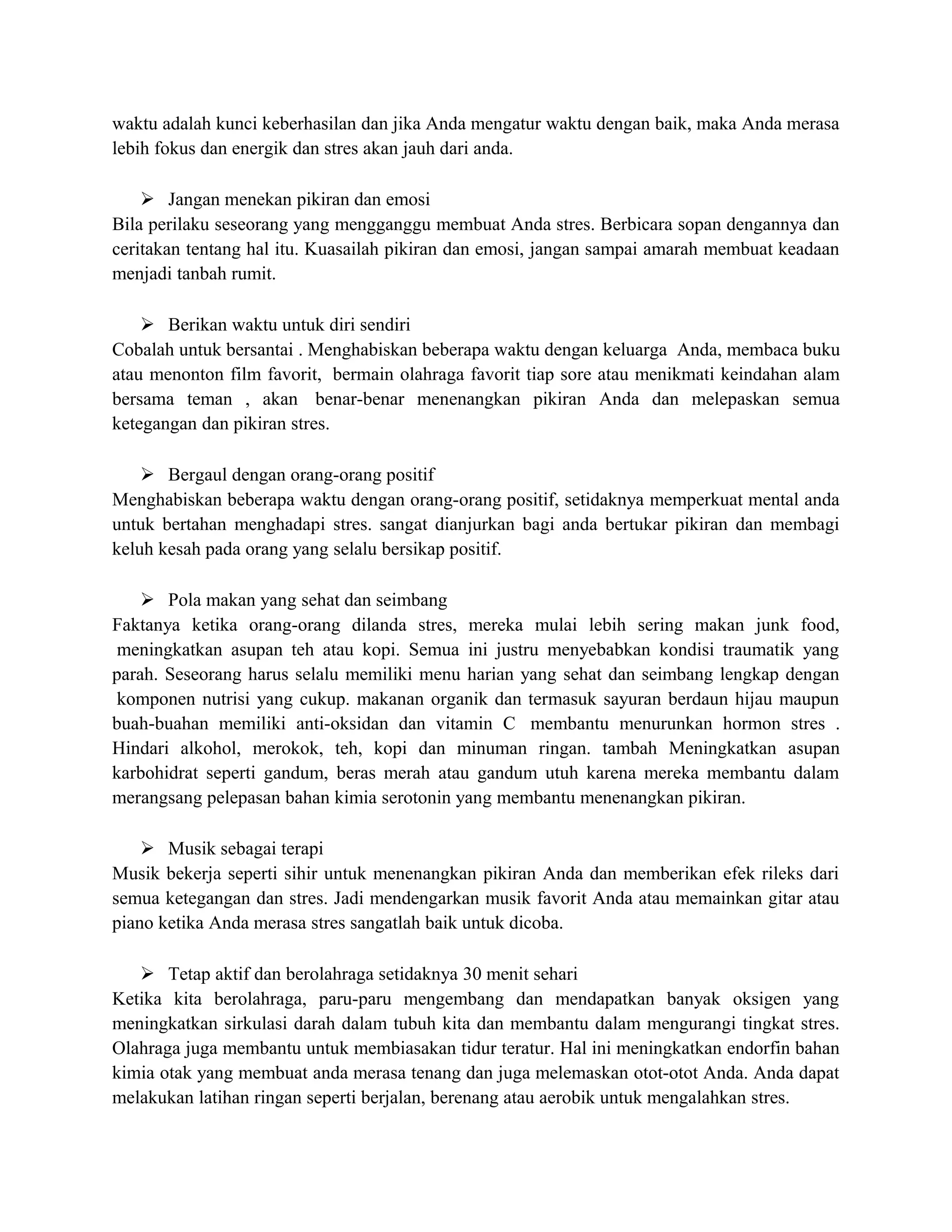 Cara menghilangkan stres menenangkan pikiran | DOC